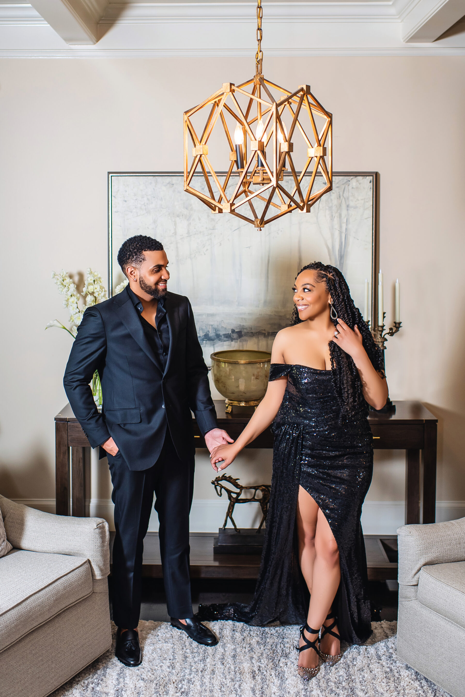 A Modern Classic Engagement Session in Atlanta, GA - Black Bride